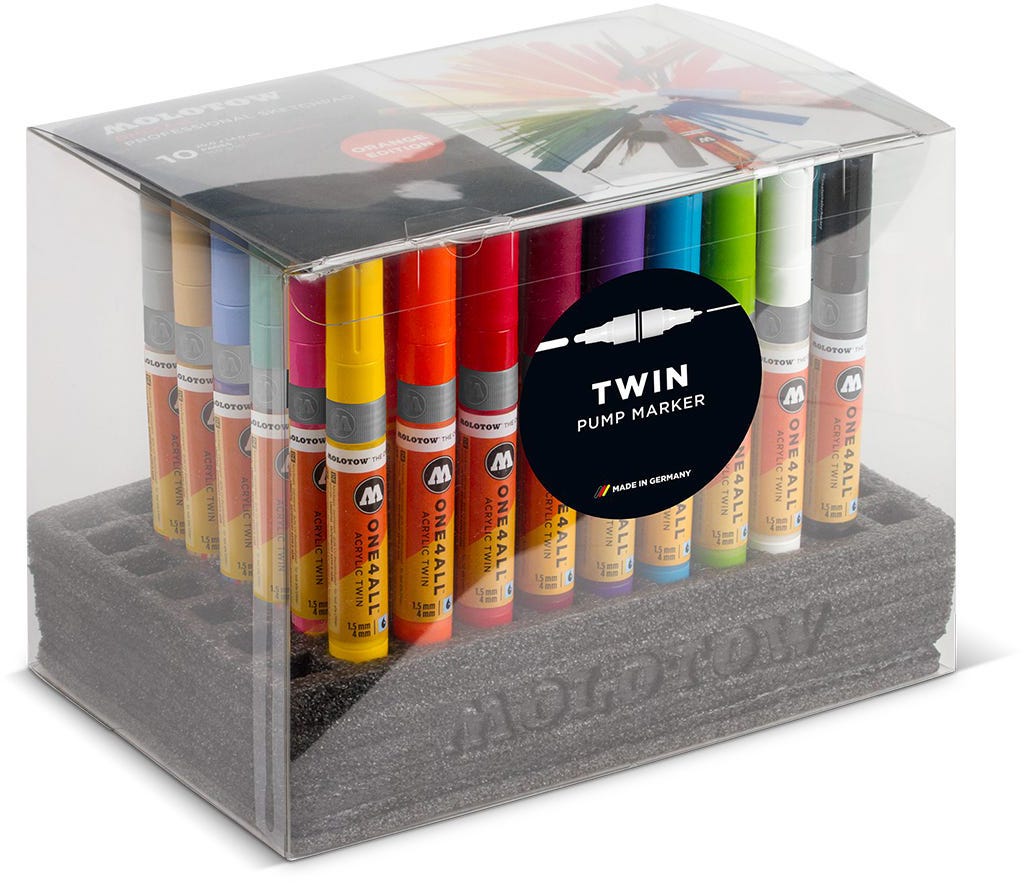 Acrylic Marker One4All Acrylic Twin Box Complete Set Rectangle Ast Molotow | Alifstores